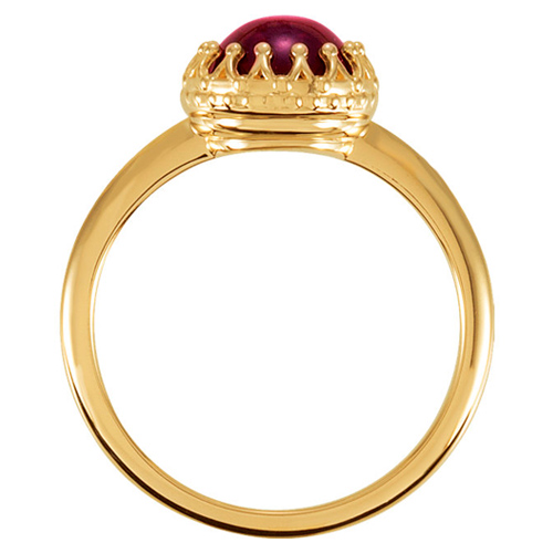 14k Yellow Gold 8mm Rhodolite Garnet Crown Cabochon Ring JJ71560YGA